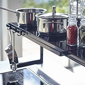 YAMAZAKI home 4481 Expandable Support Rack-Kitchen Storage Shelf Organizer, One Size, Black