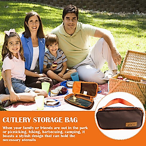 LNQ LUNIQI Cooking Utensil Storage Bag Grill Cookware Organizer Travel Set Portable Tableware Fork Spoon Chopsticks Organizer Tote for Outdoor Travel Picnic Camping（0range）