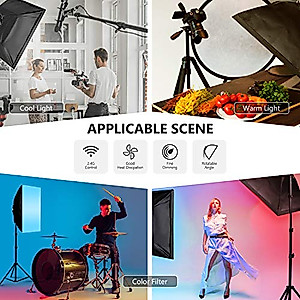 Neewer 2-Pack 2.4GHz LED Softbox Lighting Kit with Color Filter — 20” × 28” Softbox, 3200–5600K 48W Dimmable LED Light Head, 2.4GHz Remote, Light Stand & Red/Yellow/Blue Filter for Photo Studio Video