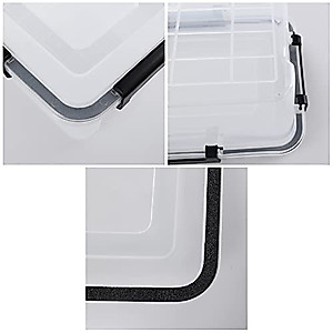 Rinboat 10L Clear Plastic Storage Box with Lid, Latching Storage Box, Pack of 6