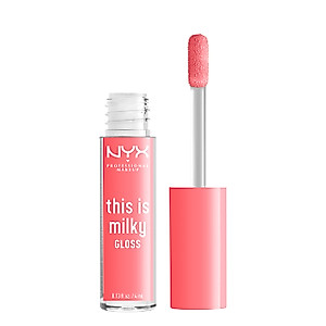NYX PROFESSIONAL MAKEUP This Is Milky Gloss, Vegan Lip Gloss, 12 Hour Hydration - Moo-dy Peach (Sheer Coral)