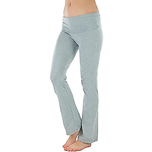ToBeInStyle Women's Flared Bottom Full Length Leggings - Light Heather Grey - Large