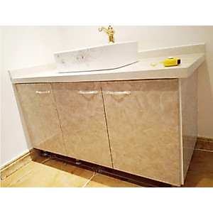 Emoyi Beige Granite Look Marble Effect Wallpaper Film Vinyl Wall Stickers Peel-Stick Murals Counter Top 15.6''x79''