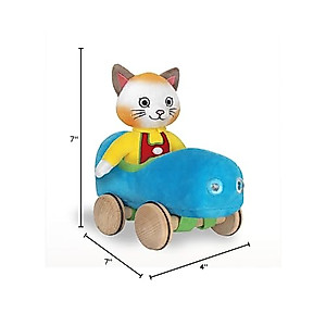 YOTTOY Richard Scarry Collection | Huckle Cat Soft Toy with Busytown Blue Car - 2 in 1 Toy