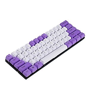 NPKC White Purple Mixed 61 ANSI Keyset OEM Profile Thick PBT Keycap Suitable for MX Switches Mechanical Gaming Keyboard (Only Keycaps)