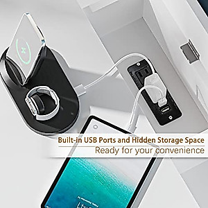 VOXANOXI Small Table for Bedroom, 40 inch White Writing Small Table with Drawer