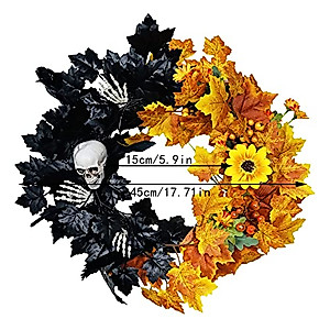 Fall Wreaths Halloween Wreaths Front Door Wreath, Fall Wreaths Welcome Sign Halloween Outside Farmhouse Hello Sign Orange Wreaths Artificial Harvest Rusty Birch Leaves Decor