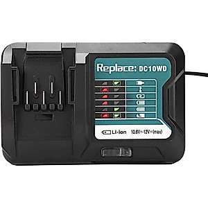 Padarsey Replacement DC10WD Lithium Battery Fast Charger for Makita DC10SB DC10WC BL1015 BL1016 BL1015 BL1021B BL1041B 10.8V -12V US Plug 1.3A 2A 3A LED Indicate