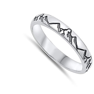 Oxidized Mountain Range Ring New .925 Sterling Silver Band Size 8