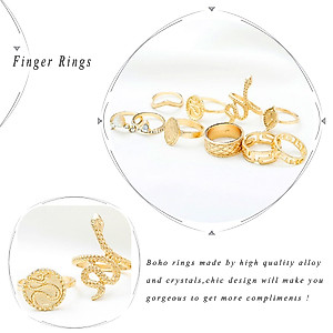 Nicute Gold Ring Set Rhinestone Finger Rings Vintage Knuckle Stackable Shiny Rings Accessories for Women (10PCS)