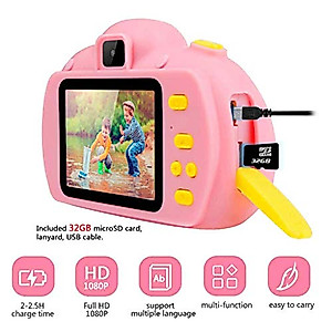 LKYBOA Children's Digital Camera -Slip Compact Digital Camera Toy for Children Best Gifts for Year Old Boys & Girls Blue Pink (Color : Blue)