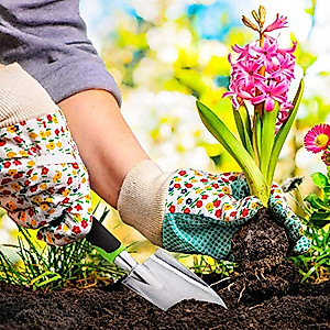 Garden Hand Shovel Garden Trowel Gardening Hand Tools Set with Soft Rubberized Non-Slip Handle Aluminum Alloy Planting Tools for Planting, Transplanting, Weeding, Moving and Smoothing (Yellow, Green)