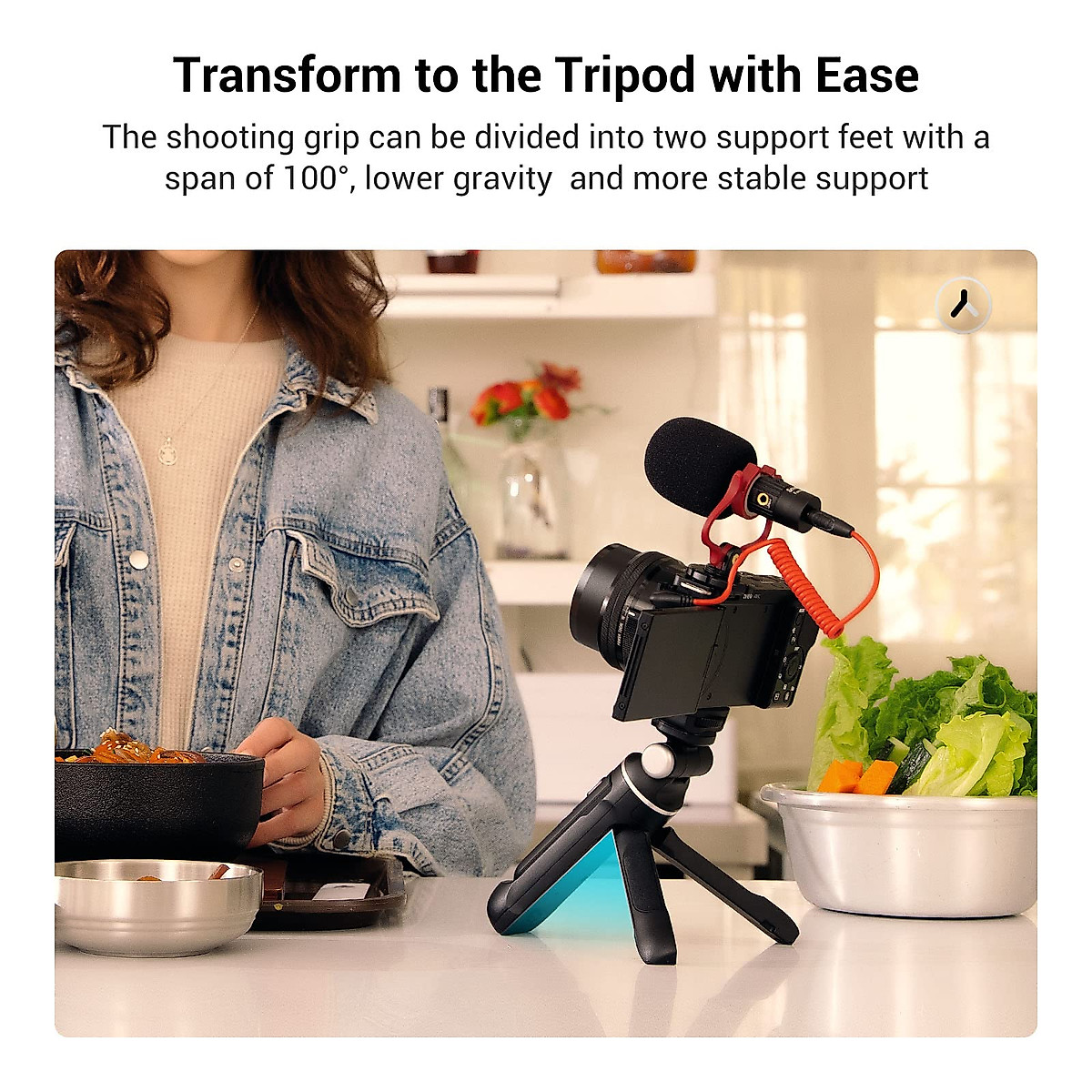 SmallRig SR-RG1 Extendable Remote Wireless Camera Shooting Grip, Vlog Tripod Selfie Stick for Sony A6700, ZV-E10, ZV-E1, ZV-1 II, RX100 VII, A6600, A6400, for Canon M50, G7X, Photo/Video/Zoom - 3326