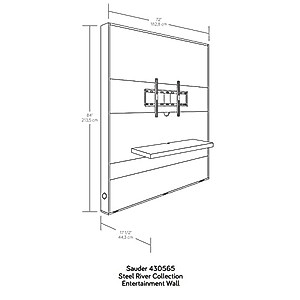 Sauder Steel River Entertainment Wall in Weathered Wood, for TVs up to 70", Weathered Wood Finish