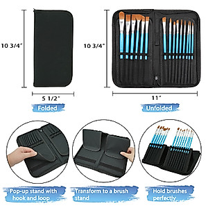 AUREUO Watercolor Paint Brush Set - 15 Nylon Painting Brushes, Sponge & Color Palette with a Pop-up Carrying Case as Paint Brush Holder for Beginner Watercolor Painting