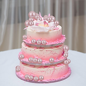 30Pcs Mini Balloon Cake Topper Glitter Foam Ball Cake Picks Decorations Faux Pearl Balls DIY Cake Insert Topper Baking Decoration for Baby Shower Wedding Anniversary Birthday Party Supplies Light Rose