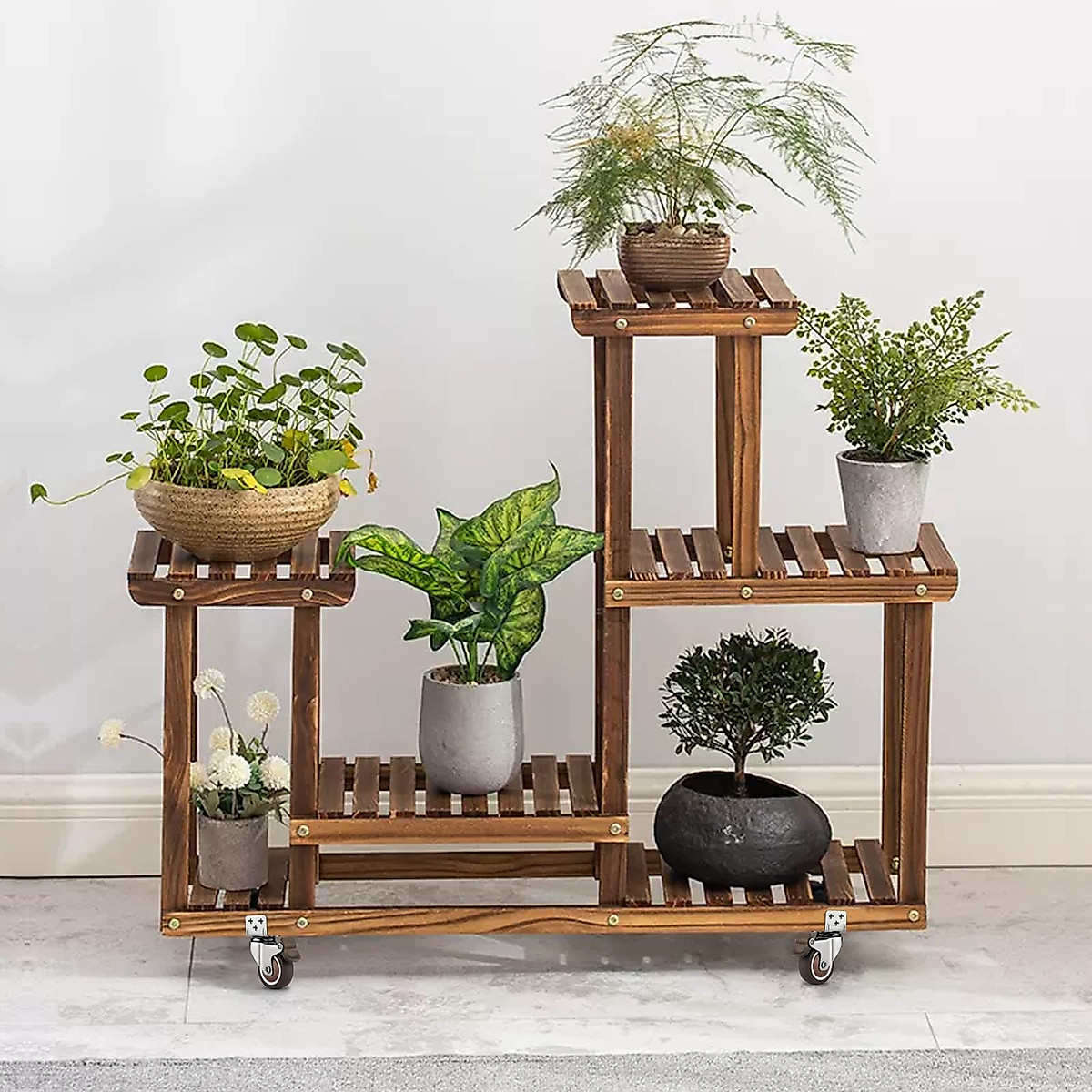 HOWDIA 1'' Swivel Plate Caster Wheels with Brake L-Bracket Side Mount TPR Rubber Small Furniture Replacement Silent Mute Locking Casters for Furniture Legs Set of 4