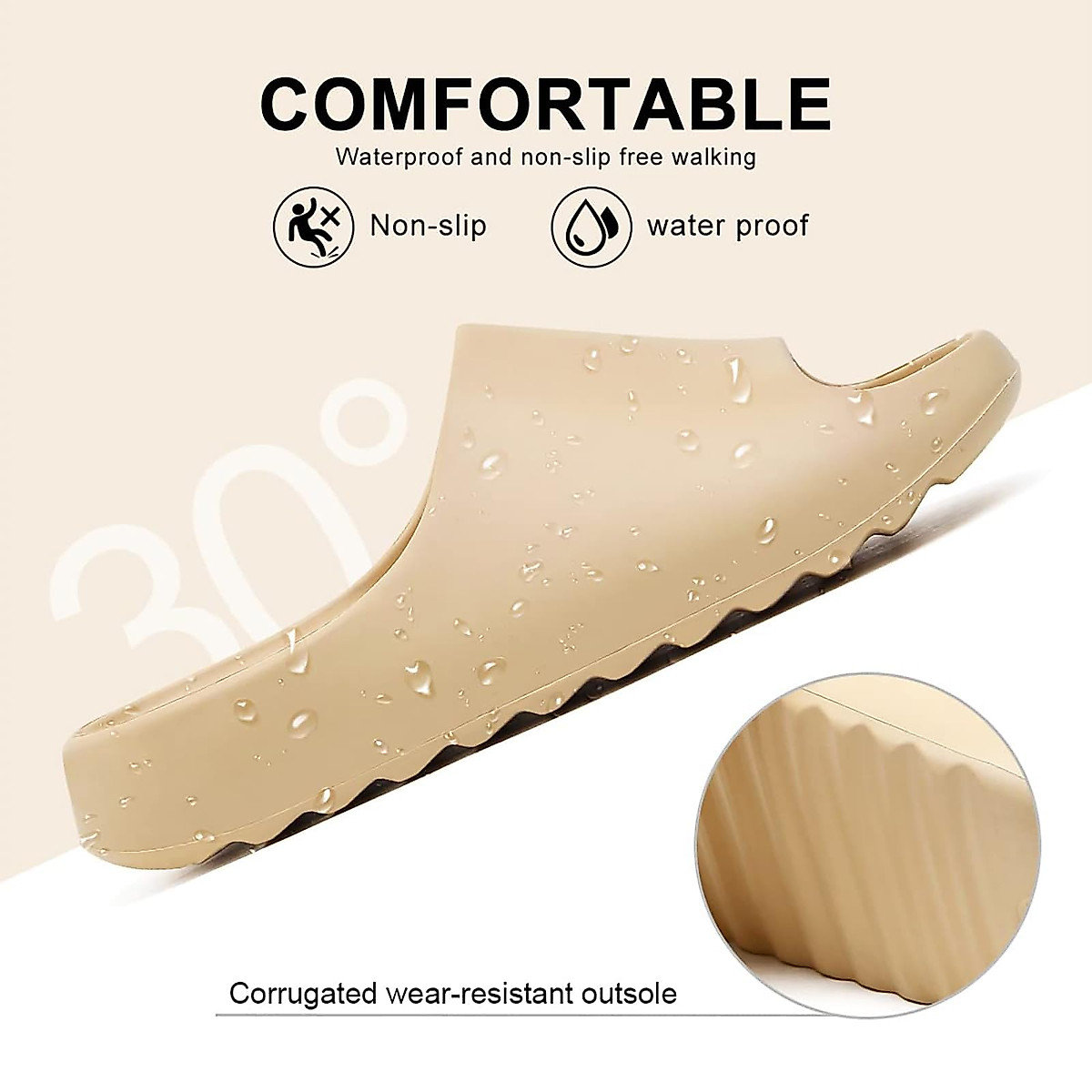 Unisex Pillow Slippers Slides for Women and Men, EVA Comfort Super Soft Quick Drying Rubber Shower Cloud Slides, Lightweight Spa Massage Summer Sandals for Adult Couples Indoor and Outdoor