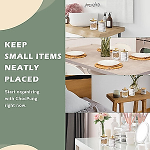 Qtip Holder Dispenser -10 oz Multipurpose Storage Boxes with Natural Bamboo Lids for Organizing Cotton Swabs, Pads, Dental Floss, 2 Count (2 Count)