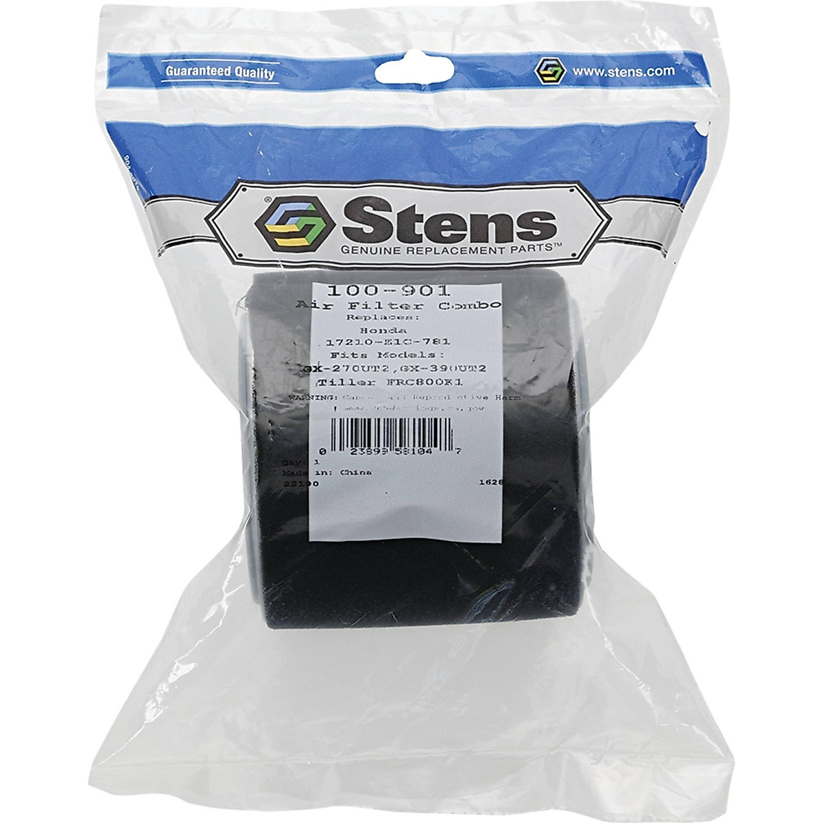 Stens 100-901 Air Filter Combo Compatible with/Replacement for Honda GX270UT2, GX390UT2 Engines and Tiller FRC800K1 17210-Z1C-781 4 1/8" Height, 1 5/8" ID, 4" OD