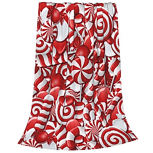 Christmas Swirl Candy Fleece Throw Blanket Red and White Sweet Xmas Soft Flannel Plush Lightweight Warm Cozy Blanket for Bed Couch Sofa Travel 50"X40"