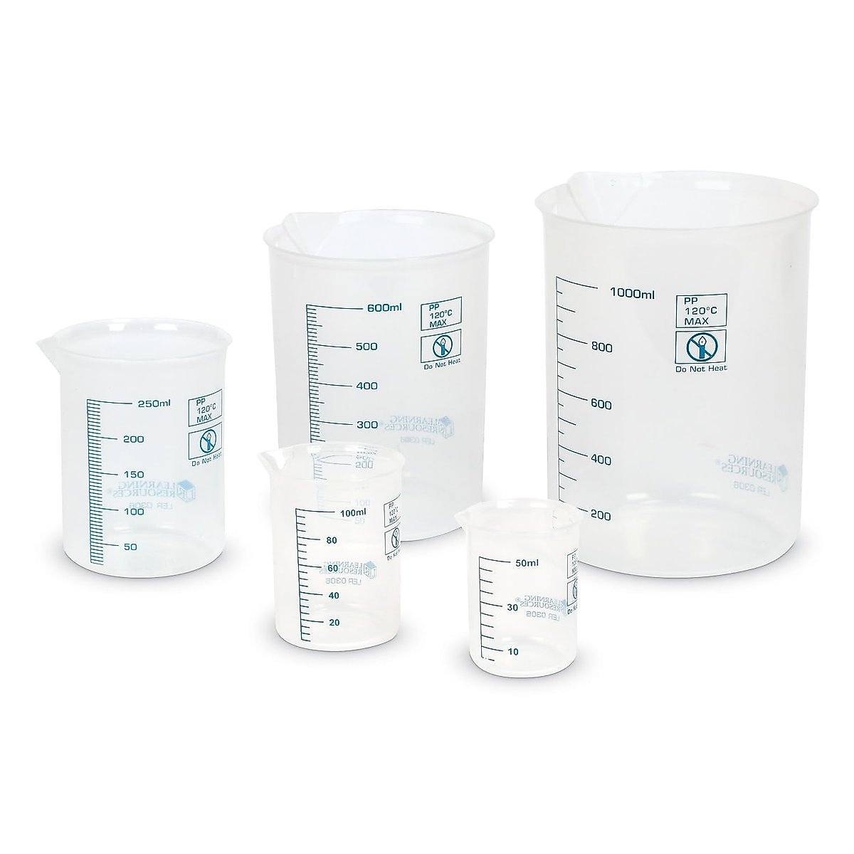 Learning Resources Graduated Beakers, Science Classroom Accessories, Liquid Measurement Concepts, 50 ml, 100 ml, 250 ml, 500 ml, and 1 liter, Set of 5, Ages 6+