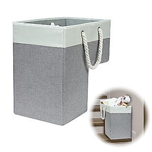 LifeBeWise Stair Basket for Wooden & Carpeted Stairs - 16" x 16" x 10" Foldable Staircase Baskets with Handles, Stair Step Storage Organizer