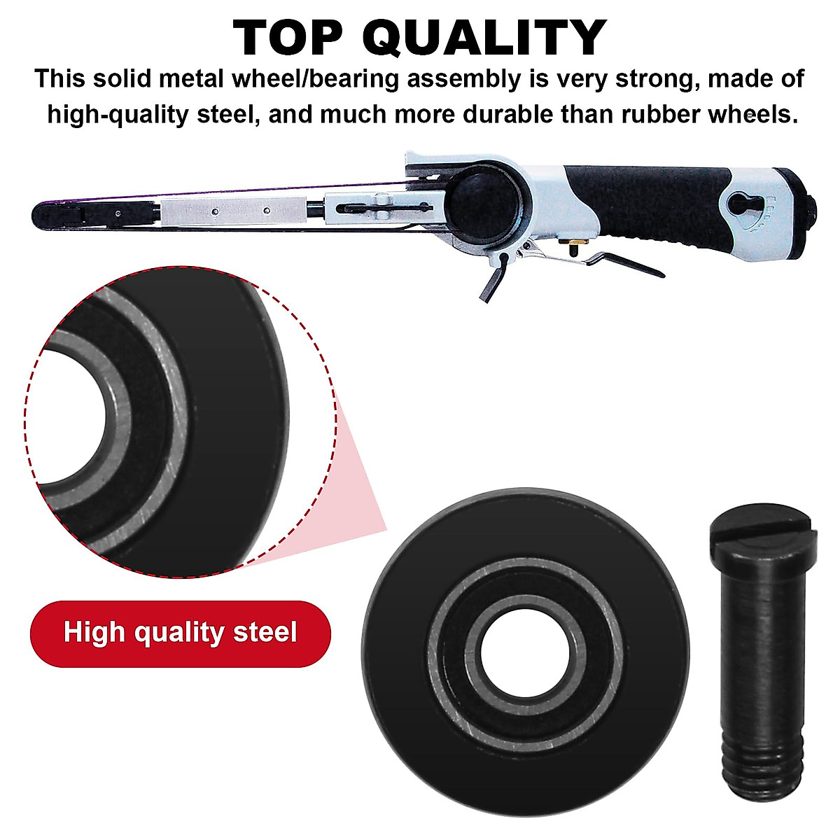 VIDABTE 3037PAR Pneumatic Belt Sander Bearing 3037 Pulley Assembly Fits for Astro Pneumatic Tool - Steel - Inc 1,2,3,61-2 Pcs