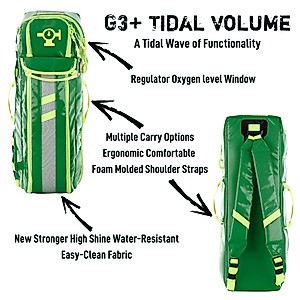 Statpacks New G3+ Tidal Volume Green, O2 Oxygen Backpack, Regular and Jumbo D Size Cylinders for EMS, Firefighters, Healthcare Professionals