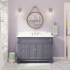 Elizabeth 48-inch Bathroom Vanity (Marine Gray/Carrara): Includes Marine Gray Cabinet with Authentic Italian Carrara Marble Countertop and White Ceramic Sink