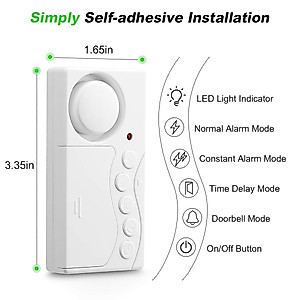 WSDCAM Freezer Door Alarm with Delay When Left Open, 3/15/30/60 Seconds Adjustable Delay Refrigerator Alarm Wireless Fridge Alarm Door Open Alarm Loud 108 dB