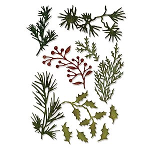 Sizzix Thinlits Die Set 661597, Holiday Greens, Mini by Tim Holtz, 11 Pack, One Size, Multi Color