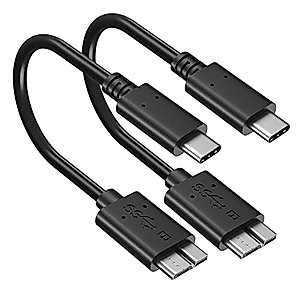 Besgoods Short Micro B to USB C Cable, 8 inch External Hard Drive Cord USB 3.1 Gen1 Fast Data Transfer 5Gbps Camera Replacement Cable Compatible for Seagate, Toshiba, WD, LaCie Portable HDD -2Pack