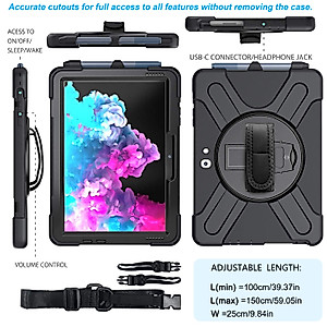 DreamerX Microsoft Surface Go 4 10.5 Inch (2023)/ Surface Go 3 2021/ Surface Go 2 (2020)/ Surface Go Case 10" (2018) with Hand Strap Stand Carrying Shoulder Strap Kids Friendly Shockproof Cover, Black