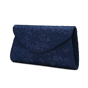 CHARMING TAILOR Classic Lace Clutch Purse Lady Formal Dressy Handbag Evening Bag for Prom/Wedding (Navy)