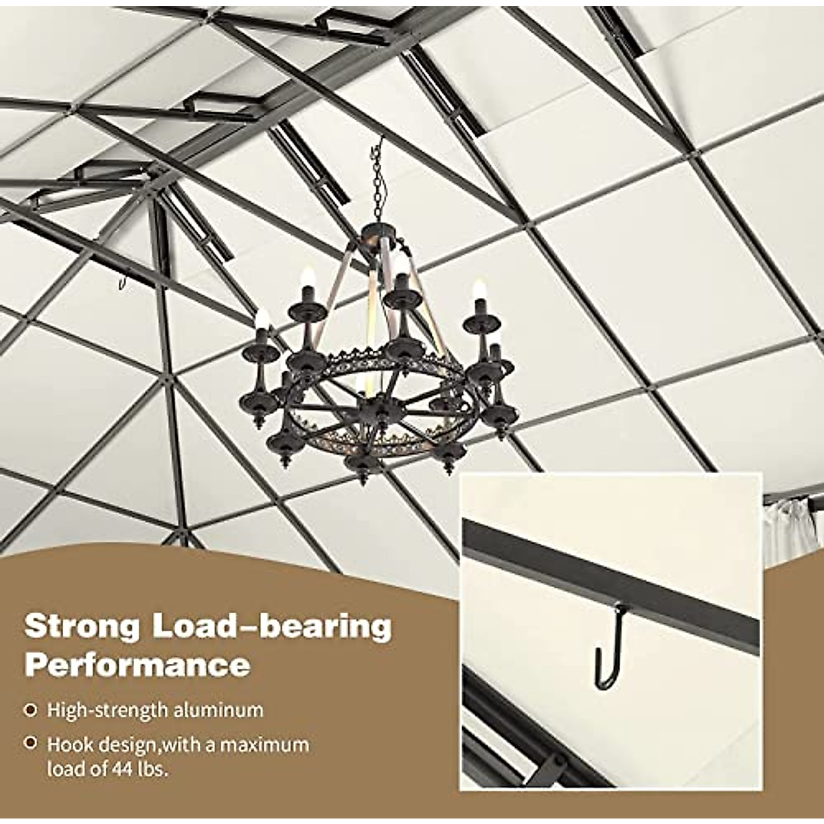 MELLCOM 12x20ft Hardtop Gazebo, Permanent Outdoor Patio Gazebo with Double Aluminum Composite Roof for Patio Lawn and Garden, Curtains and Netting Included