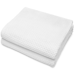 COTTON CRAFT- Euro Spa Set of 2 Luxury Waffle Weave Bath Sheets, Oversized Pure ringspun Cotton, 35 inch x 70 inch, White