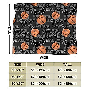 Basketball Sport Flannel Reversible Sherpa Throw Blanket Fuzzy and Soft Fleece Bed Blanket