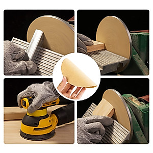 MIDO Professional Abrasive Gold PSA Sandpaper 6 Inch 100 PCS Sanding Discs 220 Grit Self Adhesive Stickyback Sandpaper Roll Aluminum Oxide Adhesive Backed Sandpaper for Wood, Metal, and Car Paint