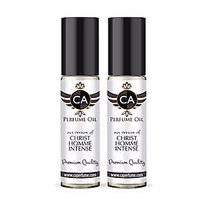 CA Perfume Impression of Christian D. Homme Intense For Men Replica Fragrance Body Oil Dupes Alcohol-Free Essential Aromatherapy Sample Travel Size Concentrated Long Lasting Roll-On 0.3 Fl Oz-X2