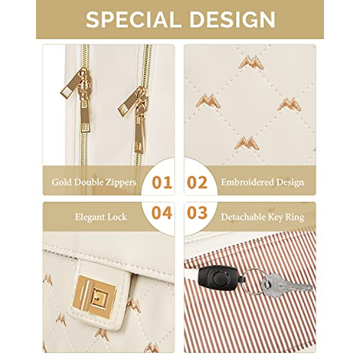 MATEIN Computer Backpack for Women, Large Anti Theft TSA 17 Inch Laptop Backpack with USB Charging Port, Durable Water Resistant Cute College Backpack Casual Daypack Purse for Work Travel, Beige