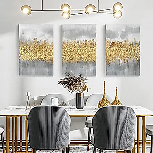 Modern Abstract Wall Art Grey and Yellow Room Decor 3 Pcs Neutral Canvas Print with Light Industrial Style Artwork Pictures for Office Home Living Room Bedroom Men Gift 16"x 24"