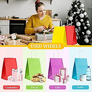 SHOPDAY 36 PCS Party Favor Bags 8x4.25x10.5 Gift Bags with Handles Bulk, Rainbow Kraft Paper Bags Goodie Bags 6 Assorted Colors Birthday Gift Bags Medium Sizes for Kids Wedding Craft Baby Shower Christmas