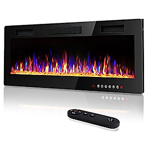 Vitesse 50 inch Ultra-Thin Electric Fireplace in-Wall Recessed and Wall Mounted Fireplace Heater,Linear Fireplace with Multicolor Flame,Timer,Low Noise,750/1500W,Touch Screen & Remote Control(50’’)