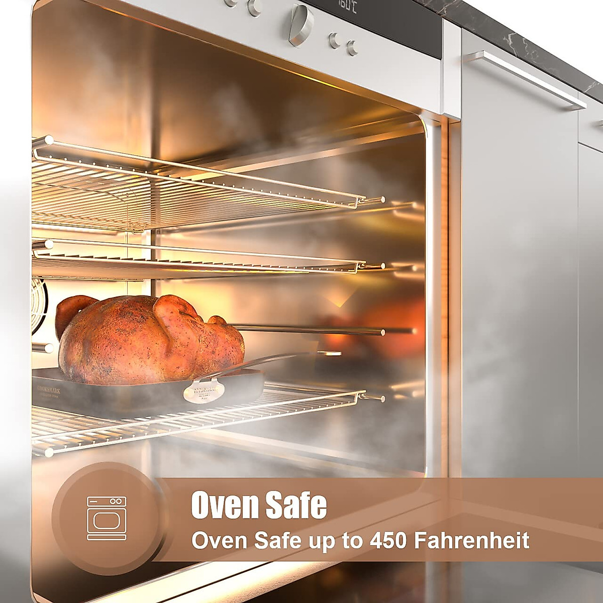 10 Inch Griddle Pan,Non Stick Grill Pan for Electric Stove Top Oven Suitable Copper Skillet Deep Square Fry Pan with Stainless steel Handle