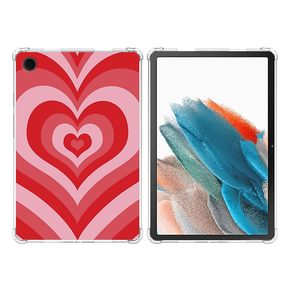 zaztify Tablet Case for Samsung Galaxy Tab A8 10.5 2021(SM-X200/X205) 10.5 in, Center Red Heart Tunnel Love Swirl Cute Shockproof Protective Flexible TPU Crystal Clear Cover Shell