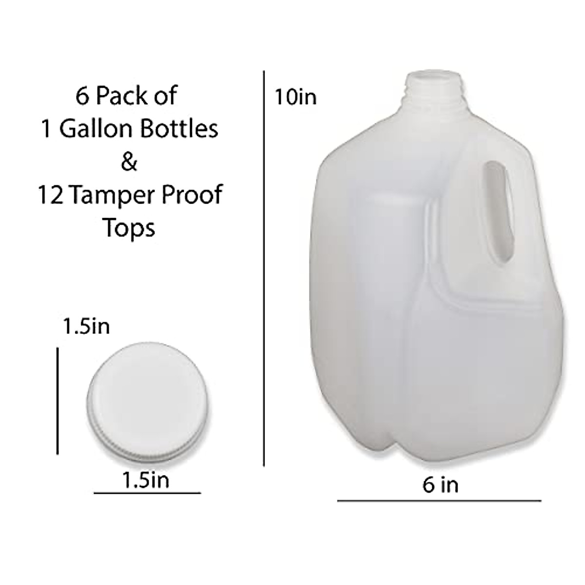 Empty Gallon Milk Jugs With Caps For Milk, Water, Juce, Tea With Caps For Reusing, Storage, 6 Empty Gallons With Caps Plus Six Additional Caps