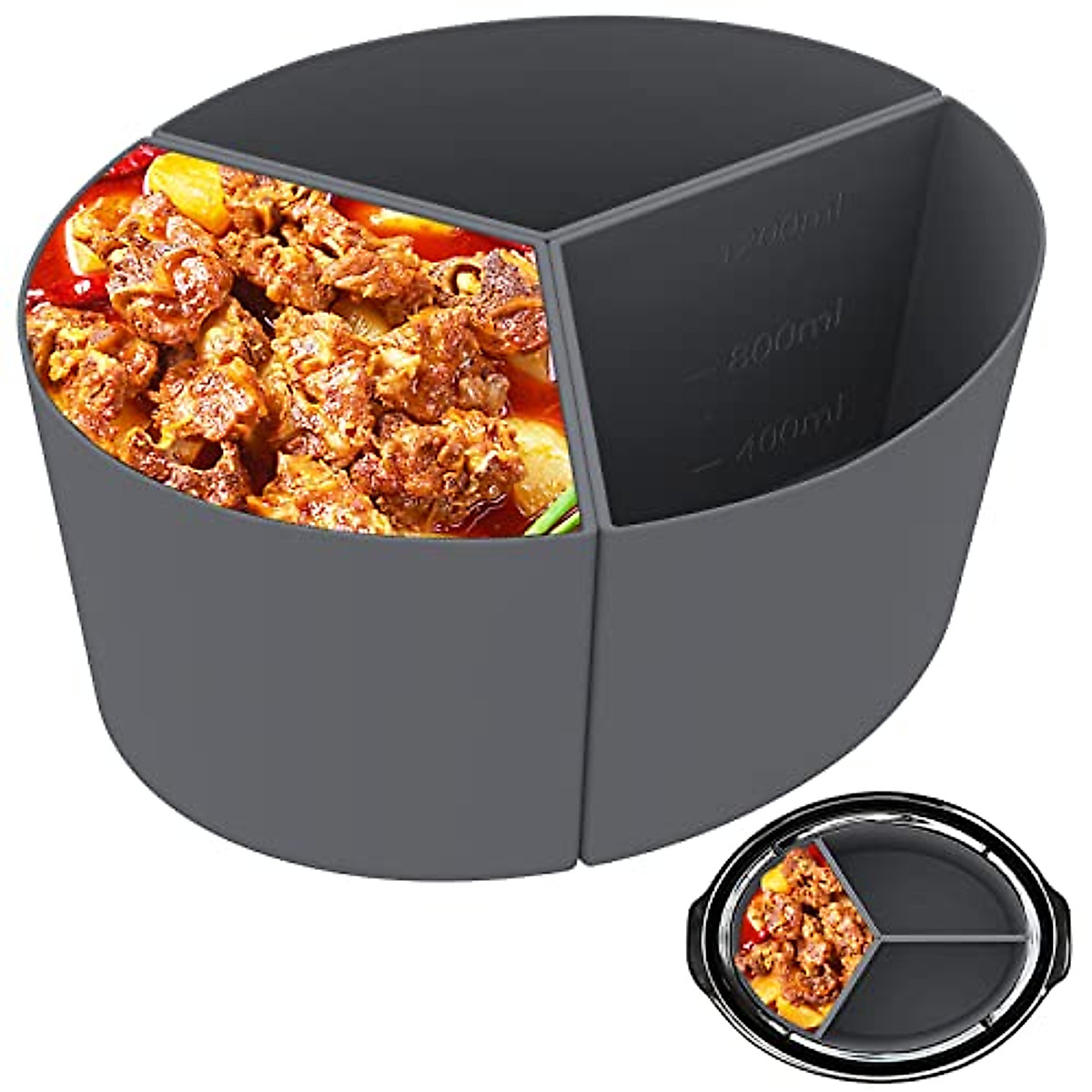 Dompion Silicone Slow Cooker Liners, Reusable 3 Divider Insert Fits for Crock-pot Oval 7 QT Slow Cooker, Dishwasher Safe, Easy Cleanup, Food-Grade BPA Free Cooking Liners for Most 7 QT Slow Cooker