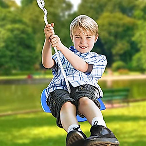 Swings Tree Swing for Kids Outdoor Saucer Swing Set with Curved arc of The Ride Swing,Swing Set-Backyard Swing Seat for Kids with Adjustable Rope (Blue)