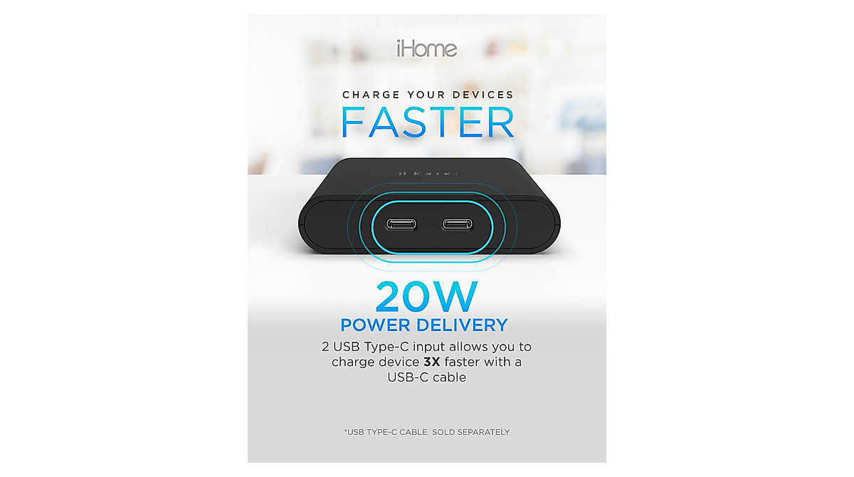 iHome Multiport USB-C Charger: Fast & Slim Design